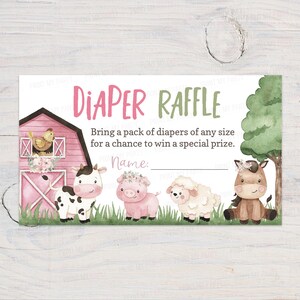 Farm Diaper Raffle Sign Card Floral Farm Baby Shower | Etsy