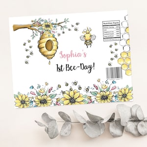 EDITABLE Bee Chip Bag Wrapper, Bumble Bee Birthday Decorations, Bee ...