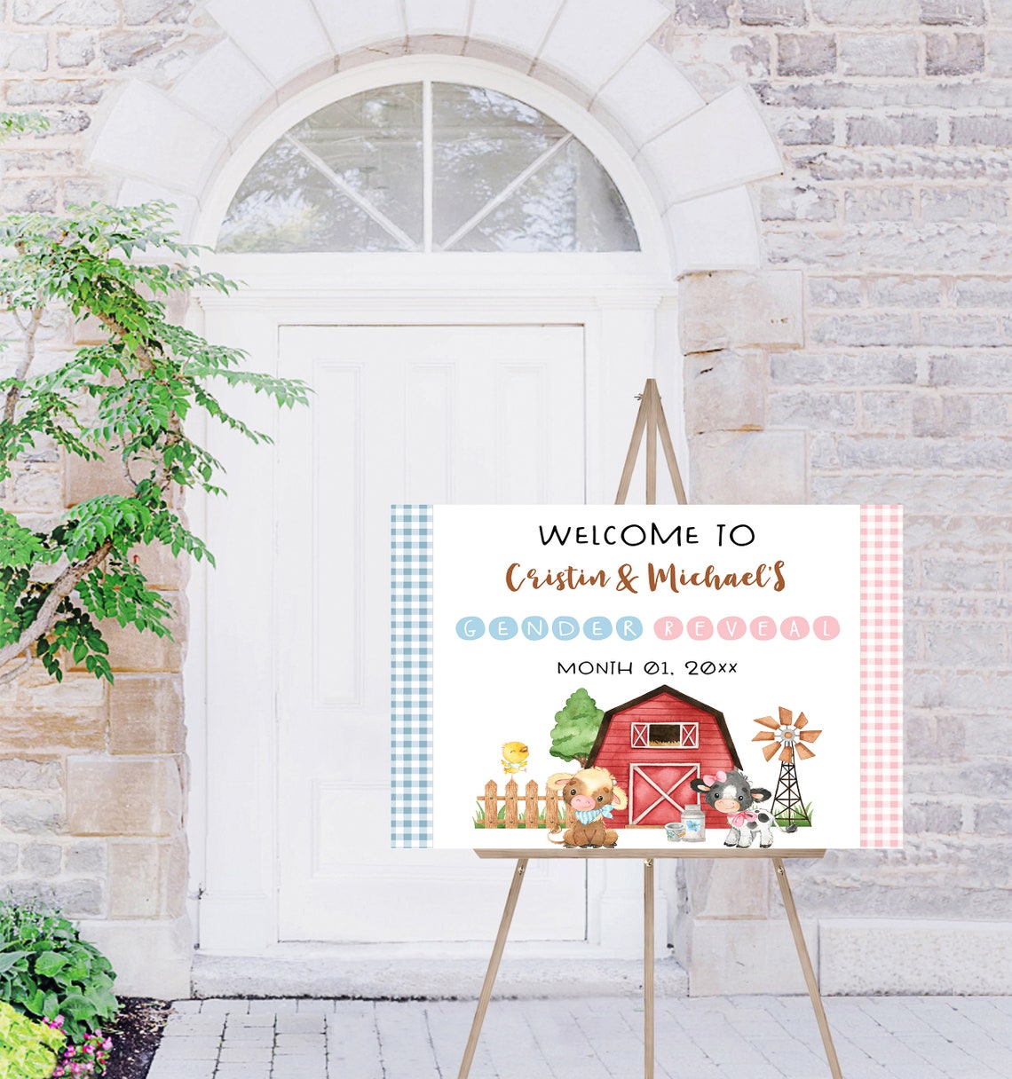 EDITABLE Farm Welcome Sign Gender reveal decorations Farm He | Etsy