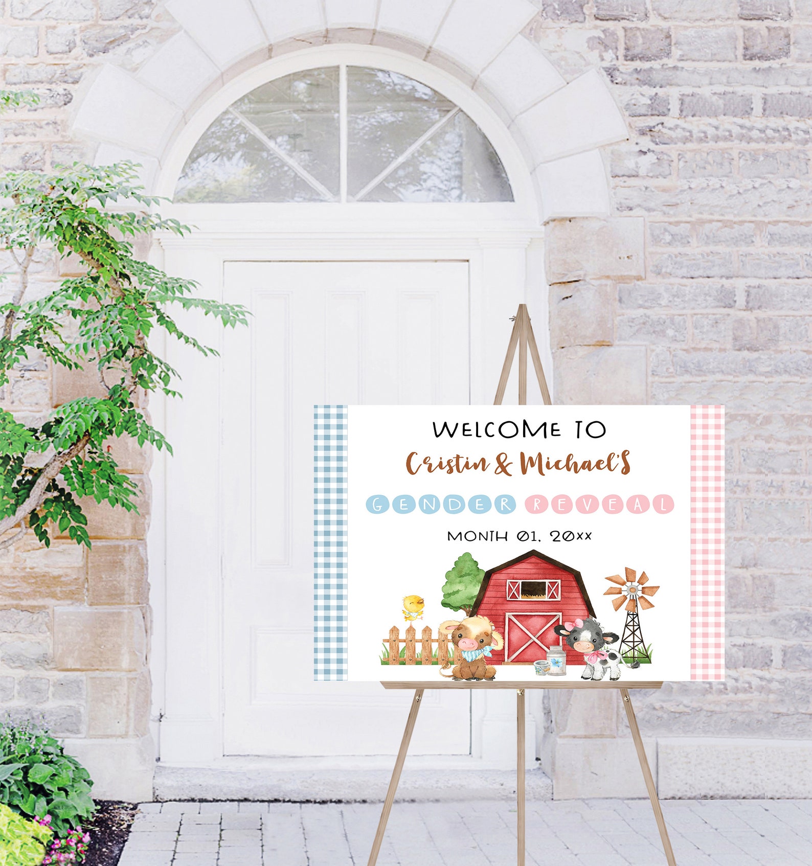 EDITABLE Farm Welcome Sign Gender reveal decorations Farm He | Etsy