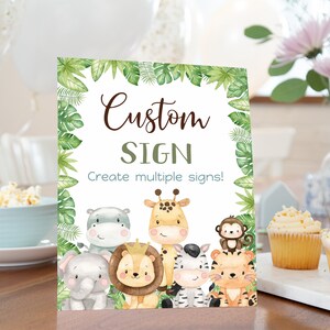 Safari Custom Sign, Editable Safari Table Sign, Instant Download ...