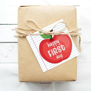 Happy First Day Square Tag Printable, Square 2x2 Tag, Teacher Tag, Back ...