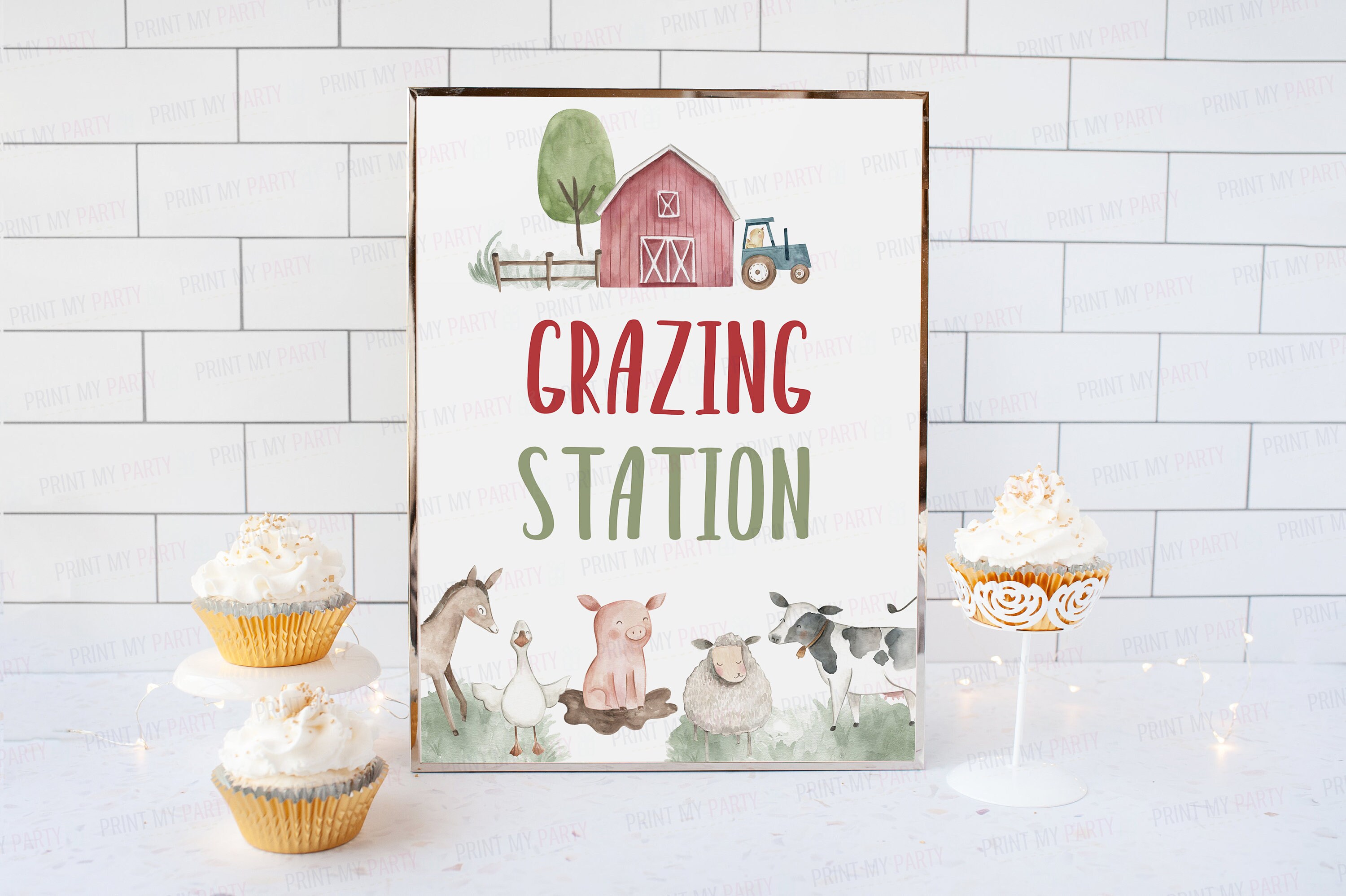 Grazing Station Sign Farm Birthday Printables Food Table - Etsy