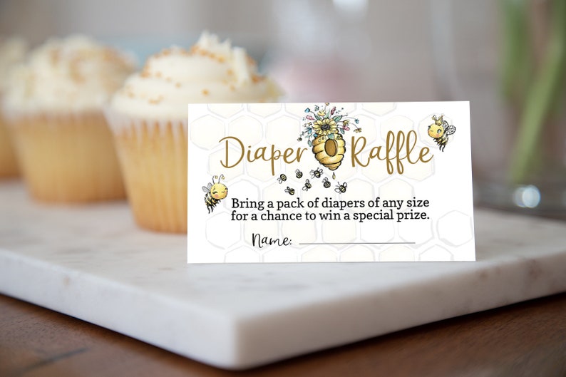 Bee Diaper Raffle Sign Card Bumble Bee Baby Shower Games - Etsy