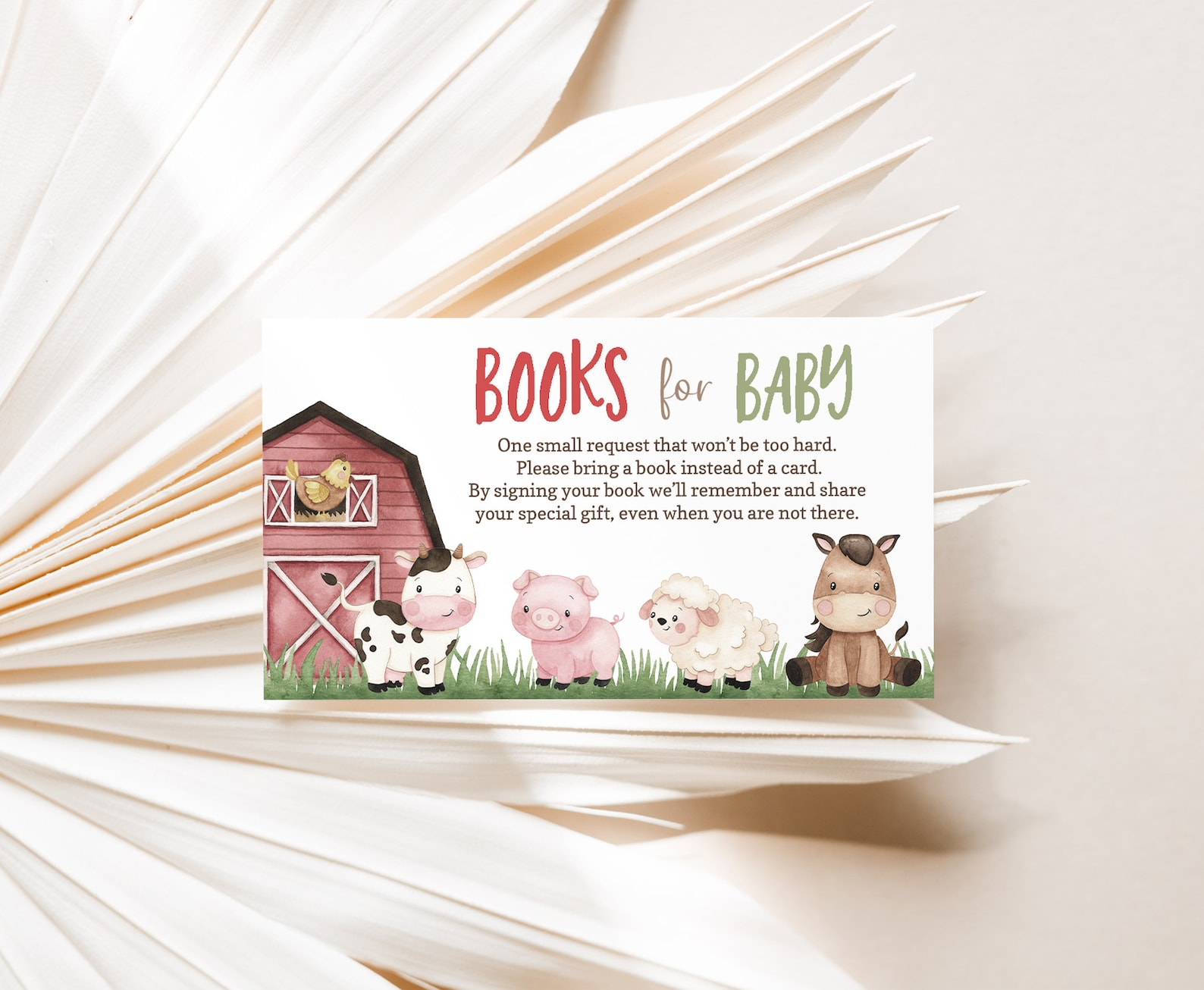 Books for Baby Request, Farm Baby Shower Invitation Insert, Book ...