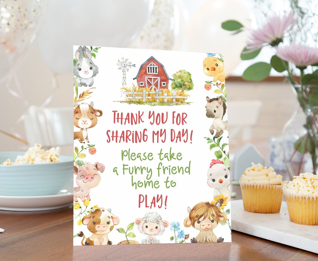 Farm Birthday Decorations, Thank You for Sharing My Day Sign, Farm ...