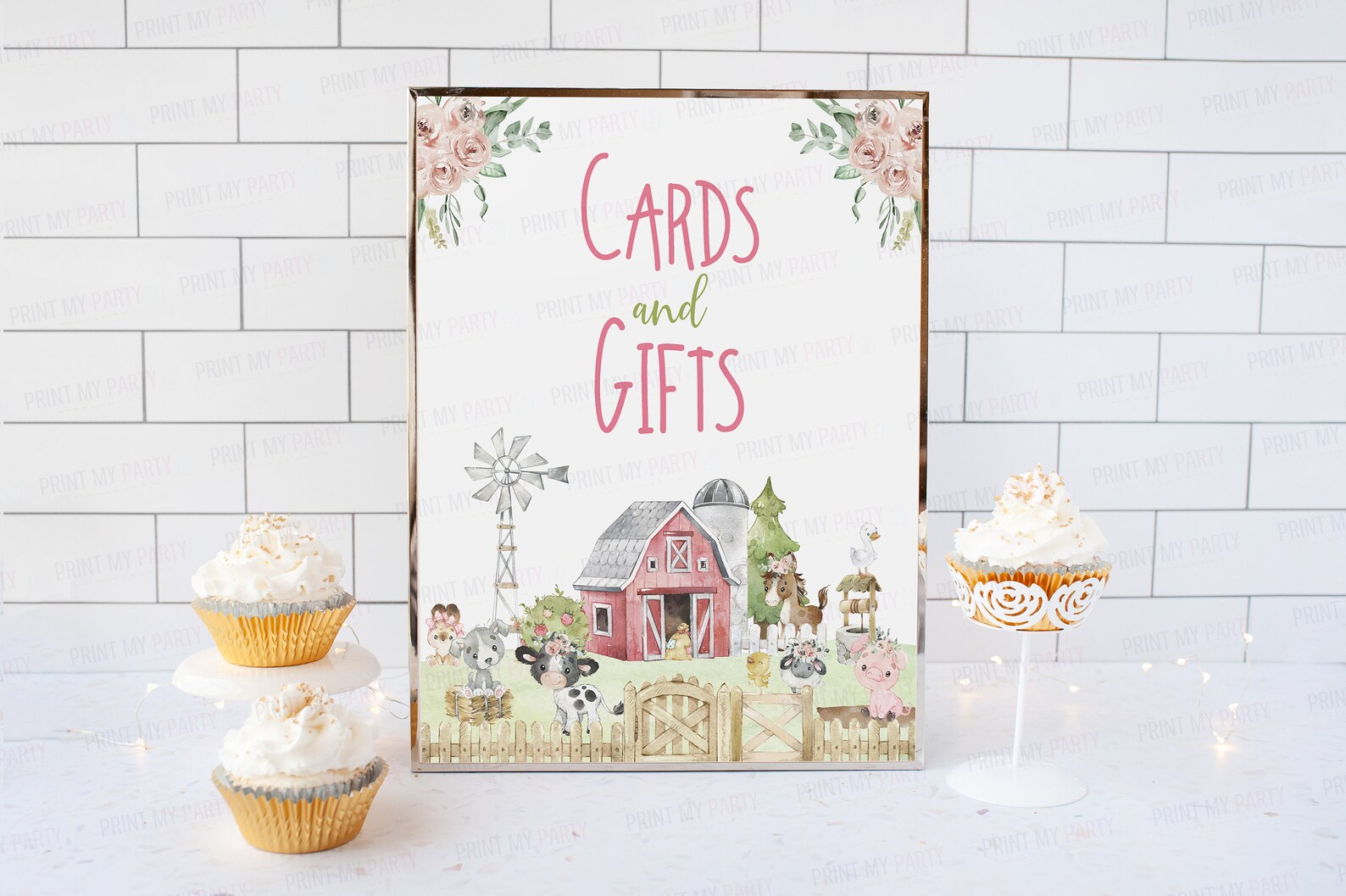Pink Farm Cards and Gifts Sign Floral Farm Animals Pink - Etsy