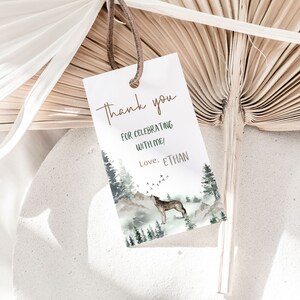 Wolf Thank You Tags, Editable Woodland Favor Tags, Wolf Birthday ...