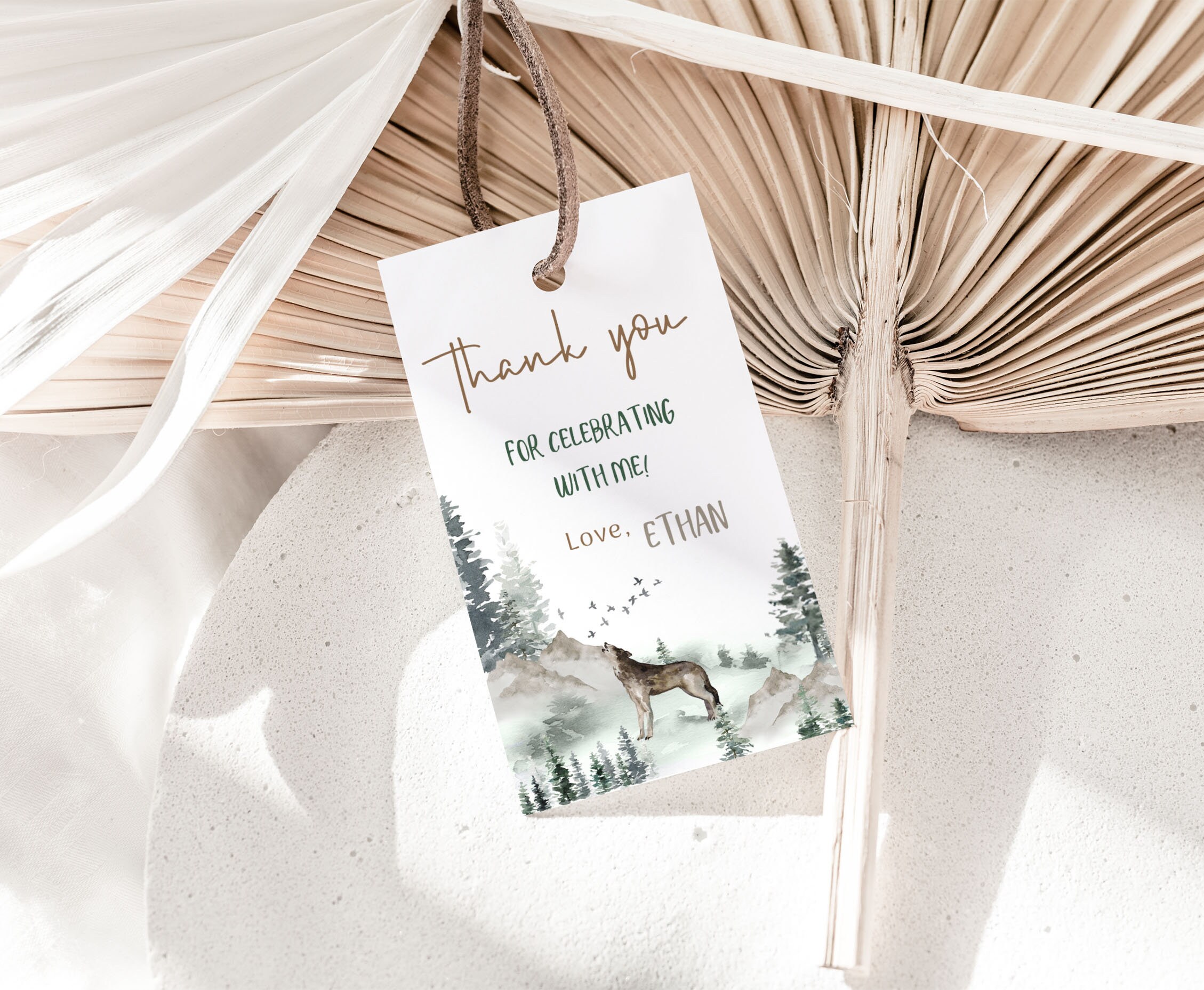 Wolf Thank You Tags Editable Woodland Favor Tags Wolf - Etsy