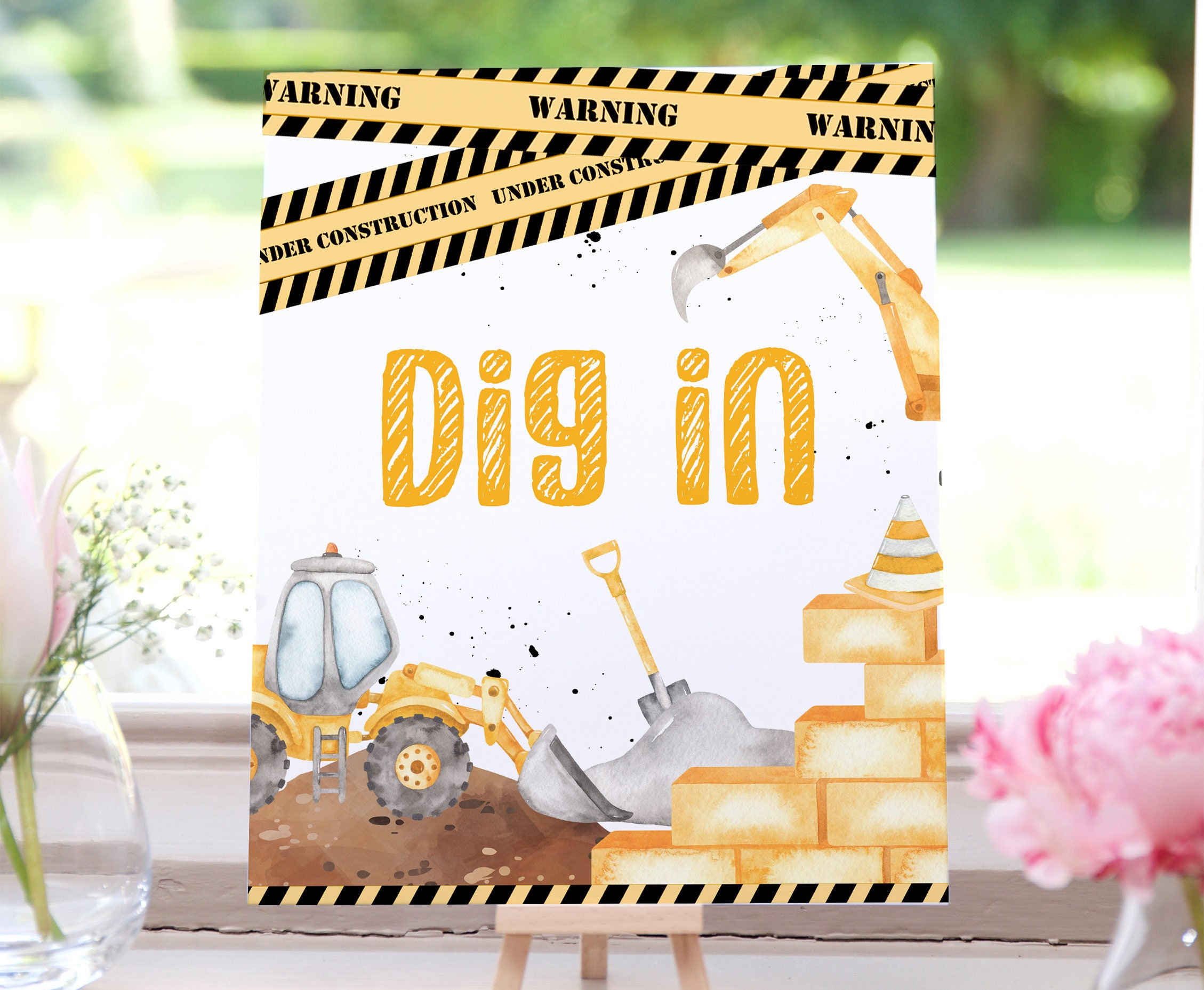 Construction Party Sign Dig in Sign Construction Table Sign | Etsy Canada