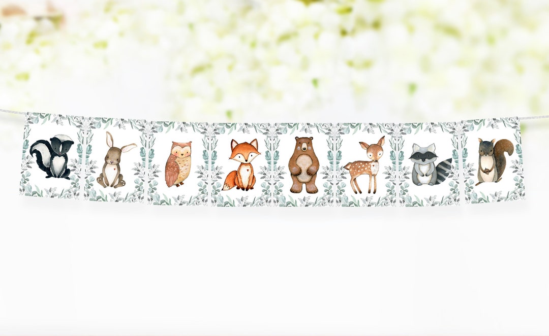 Woodland Animals Banner, Forest Baby Shower or Birthday Decorations ...
