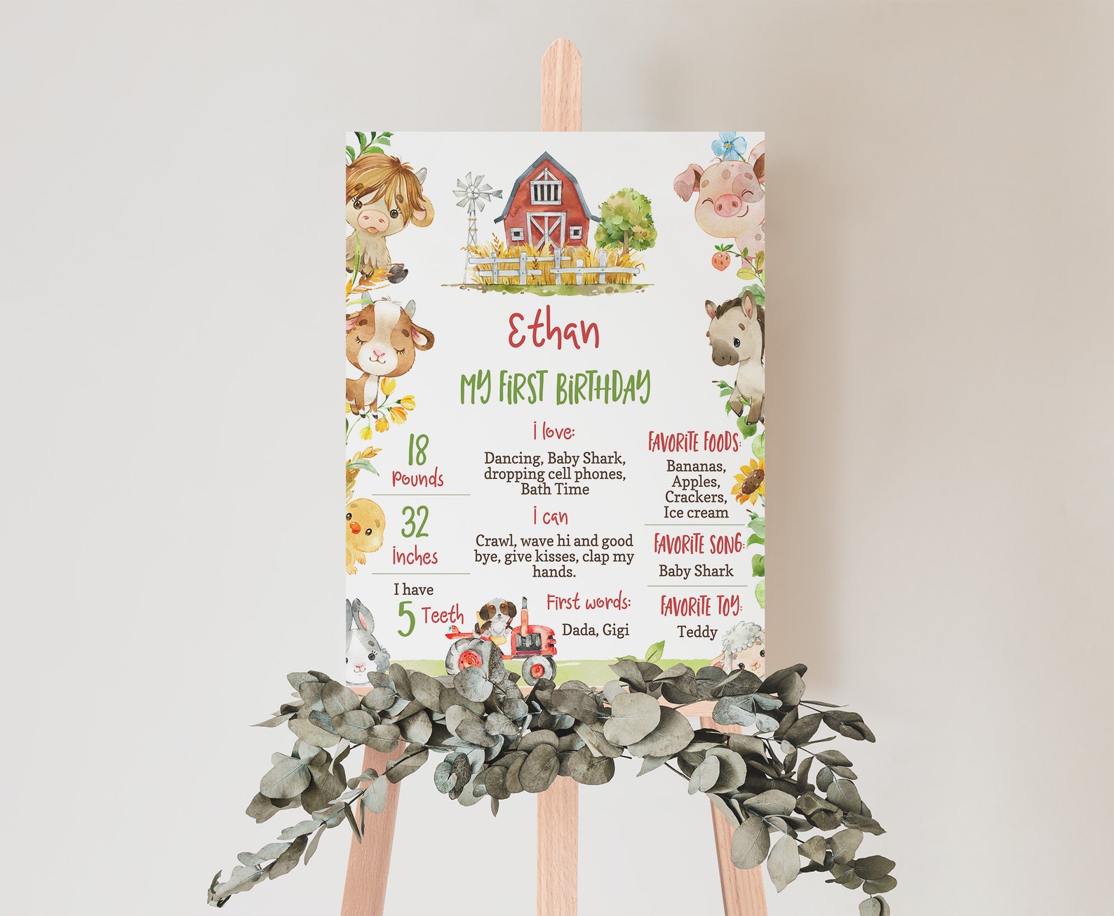 Farm Milestone Poster 1 Year Milestone Board Farm 1st - Etsy