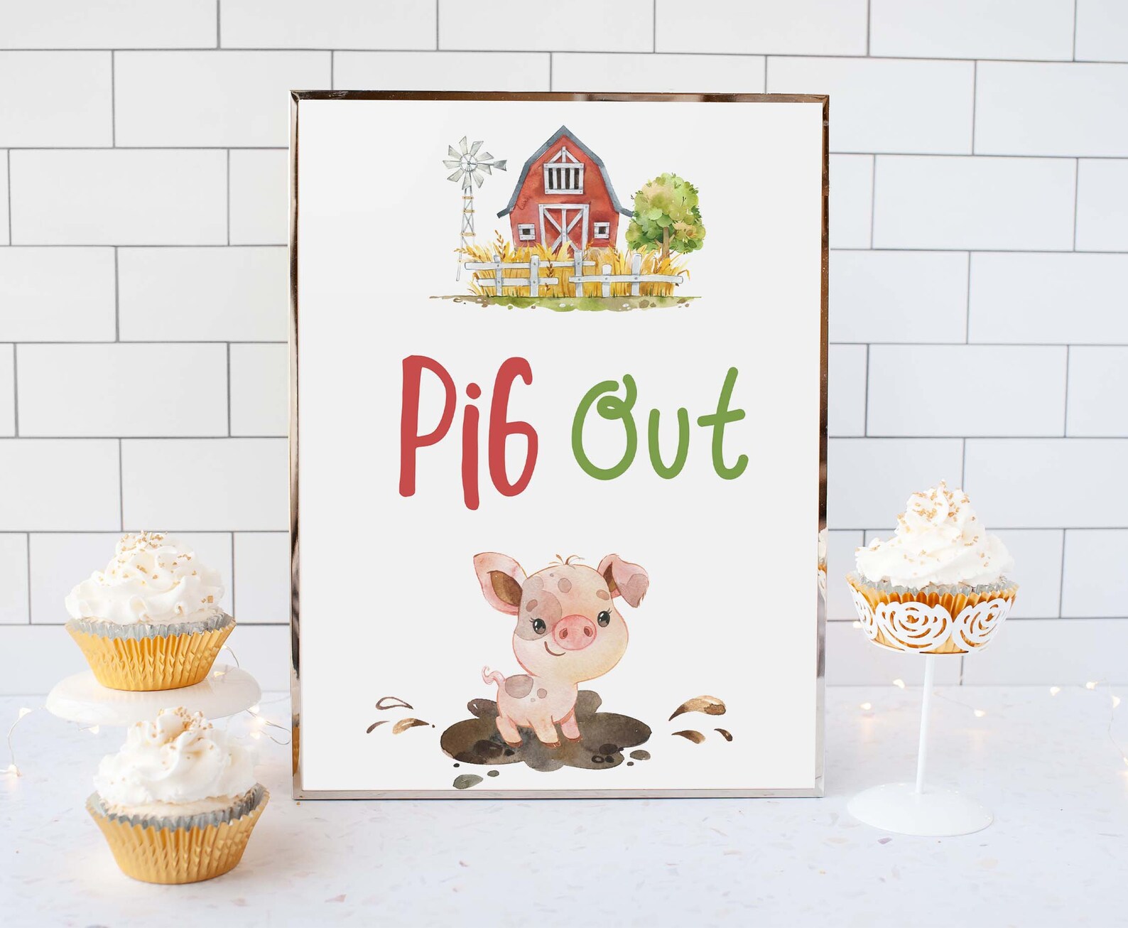 Pig Out Table Sign, Farm Pig Sign, Farm Animals Birthday Decoration ...