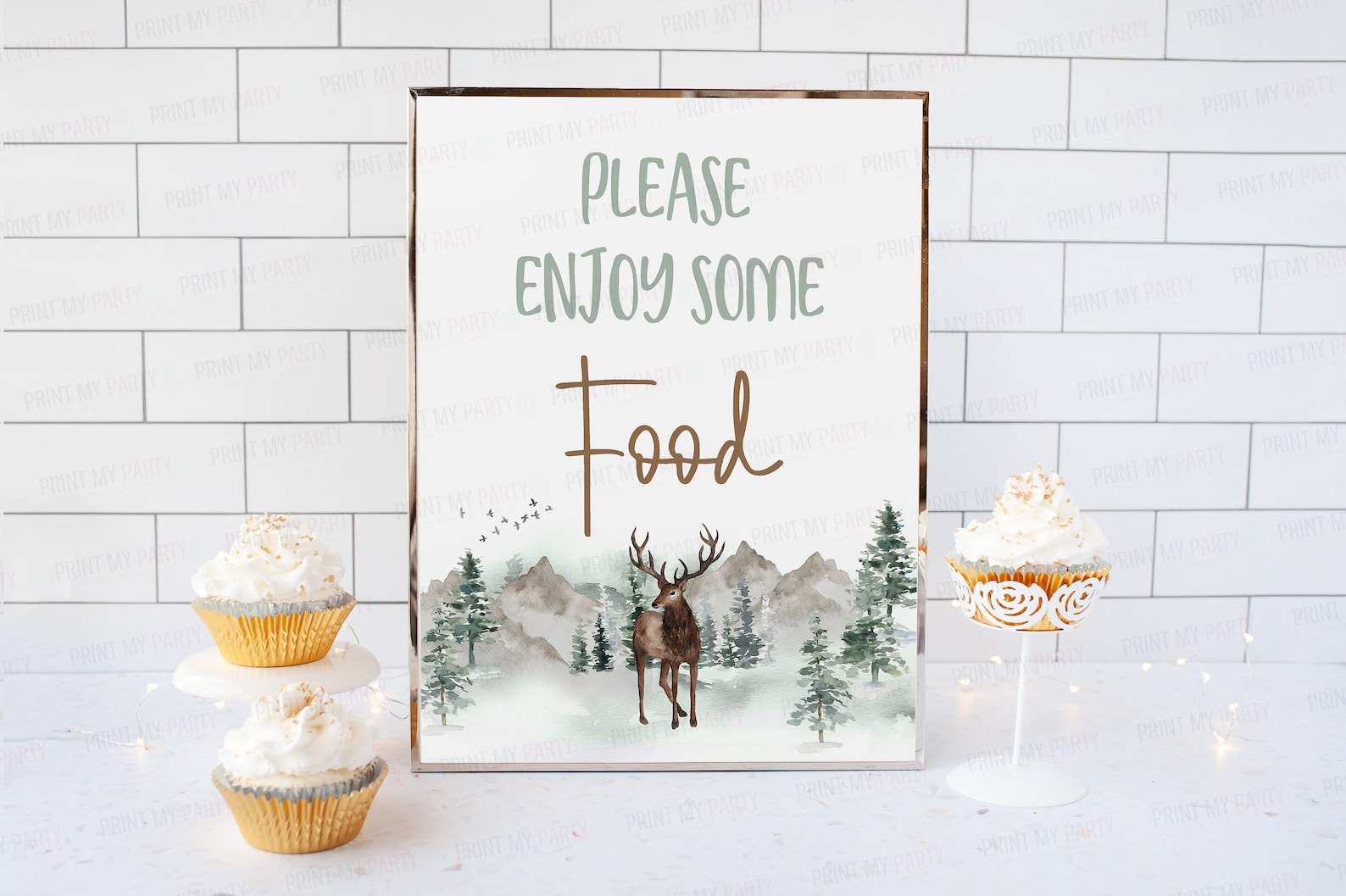 Please Enjoy Some Food Sign, Forest Animals Birthday Signs, Deer ...