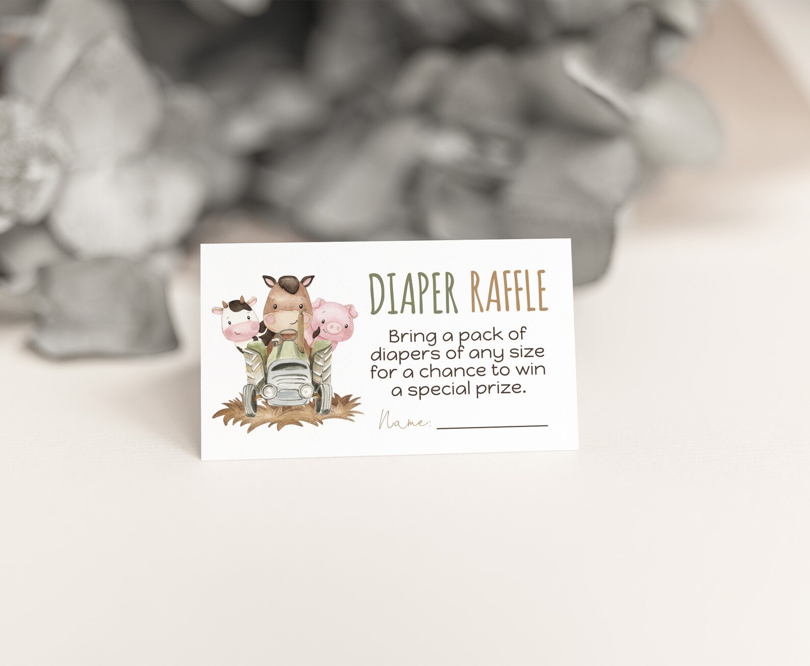 Printable Farm Diaper Raffle Sign Card Baby Shower Games | Etsy