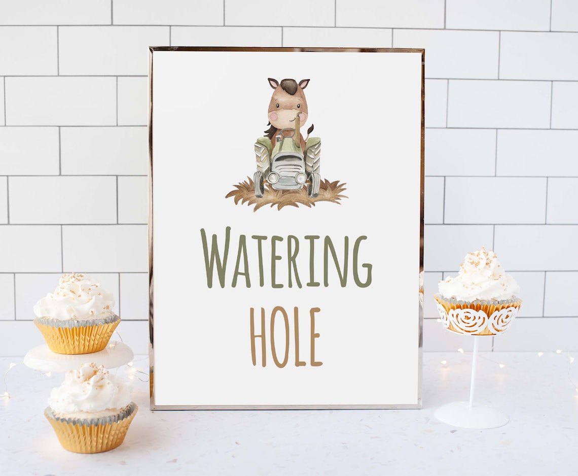 Watering Hole Sign Farm Party Sign Drinks Table Signs Farm - Etsy