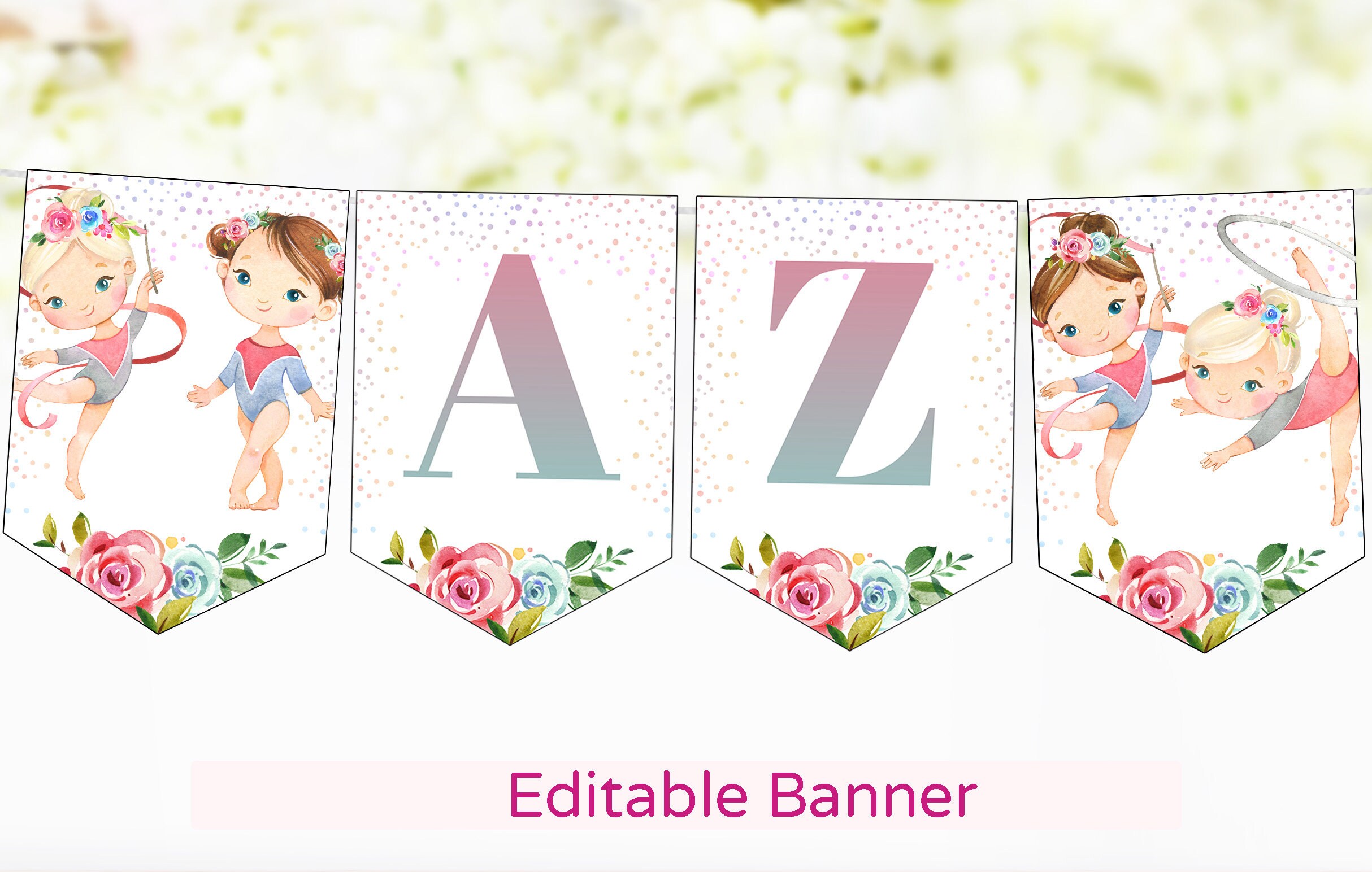 Editable Gymnastics Birthday Banner Custom Gymnastics Banner - Etsy