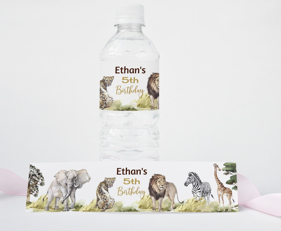 EDITABLE Safari Water Labels, Birthday Water Bottle Labels Boy, Jungle ...