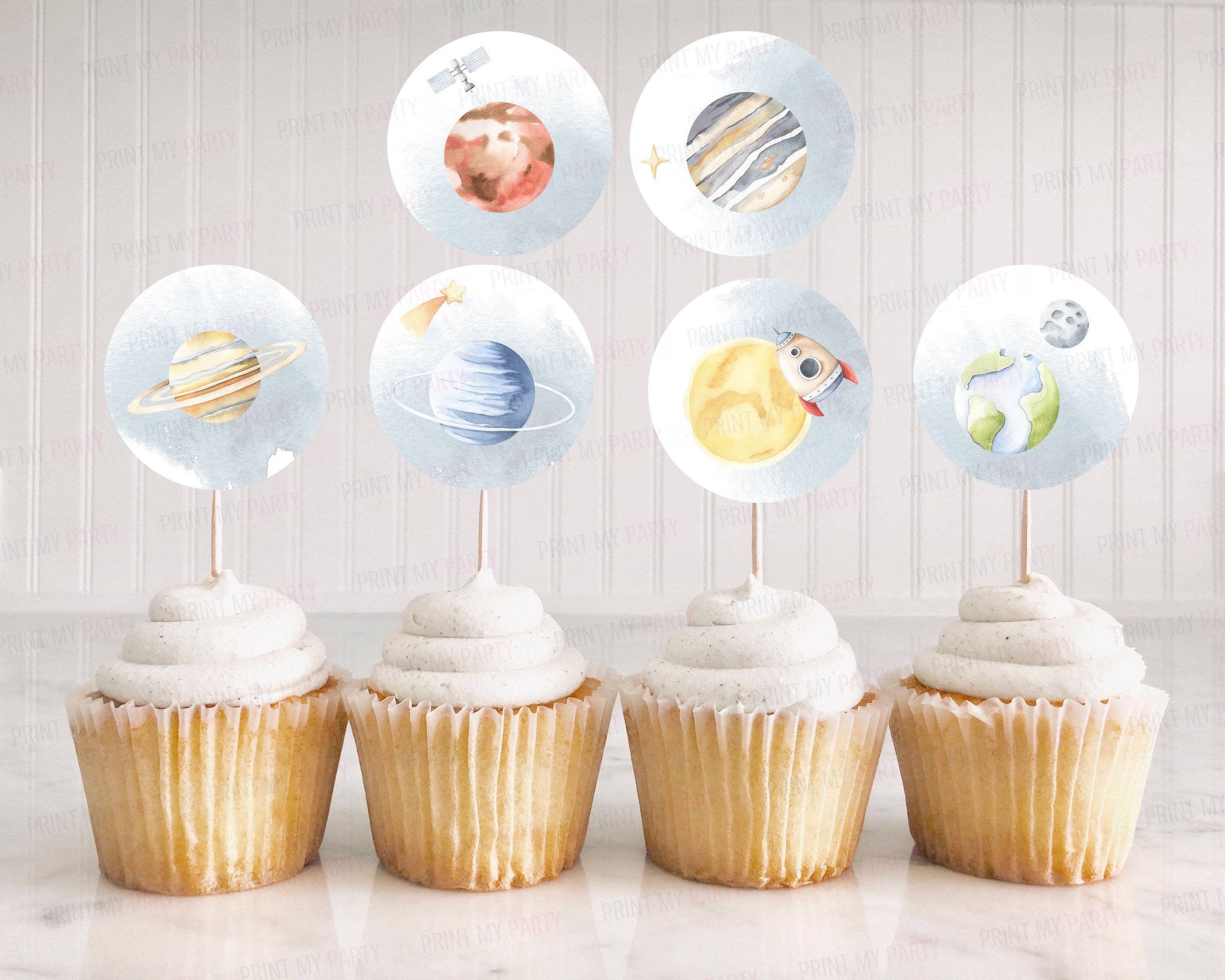 Space Cupcake Toppers Printable, Outer Space Birthday, First Trip ...