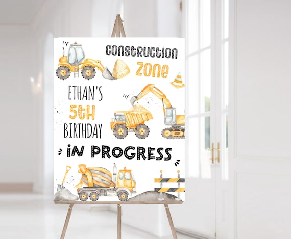 Construction Welcome Sign, Instant download, Dum truck birthday Welcome ...