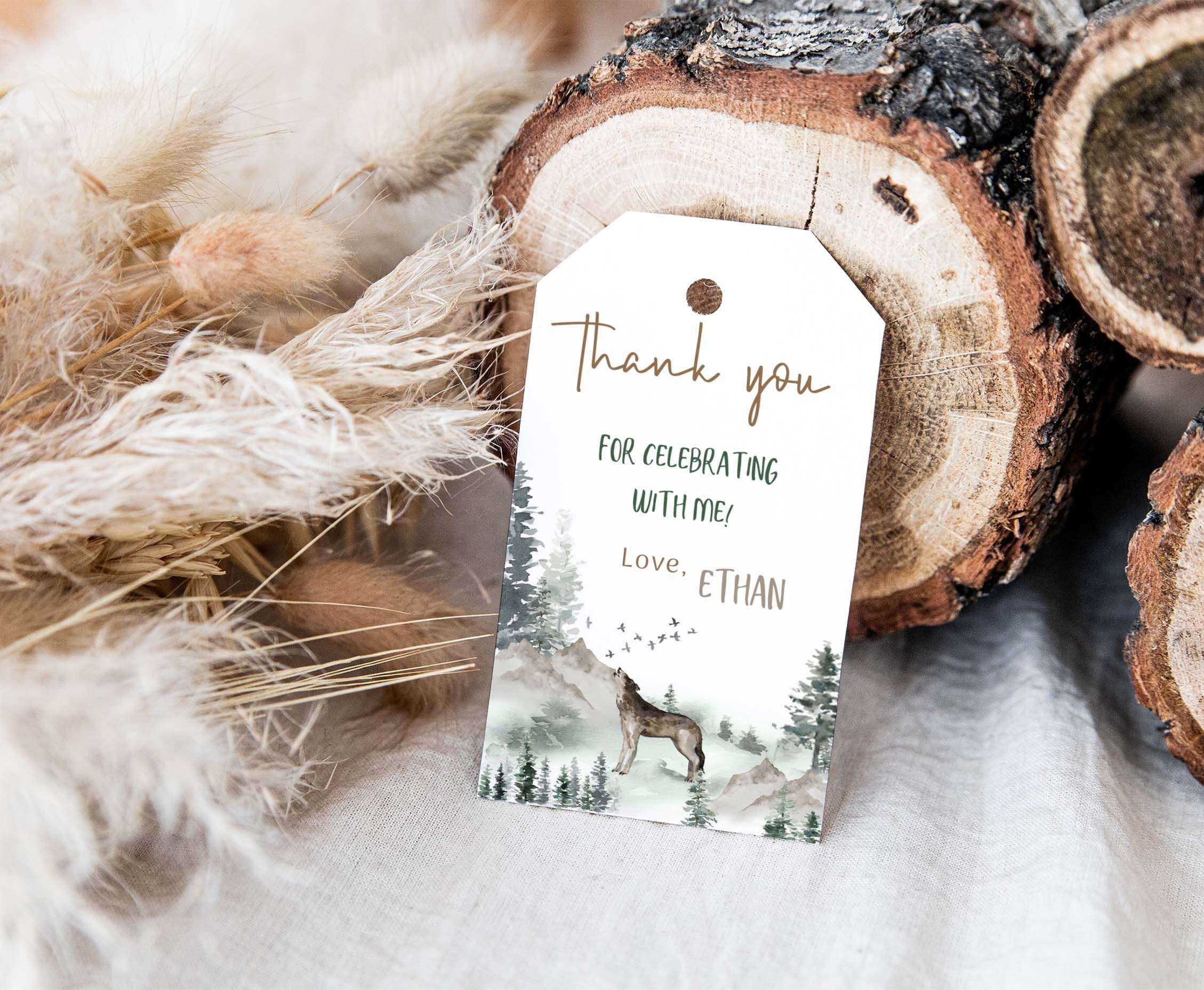 Wolf Thank You Tags Editable Woodland Favor Tags Wolf - Etsy