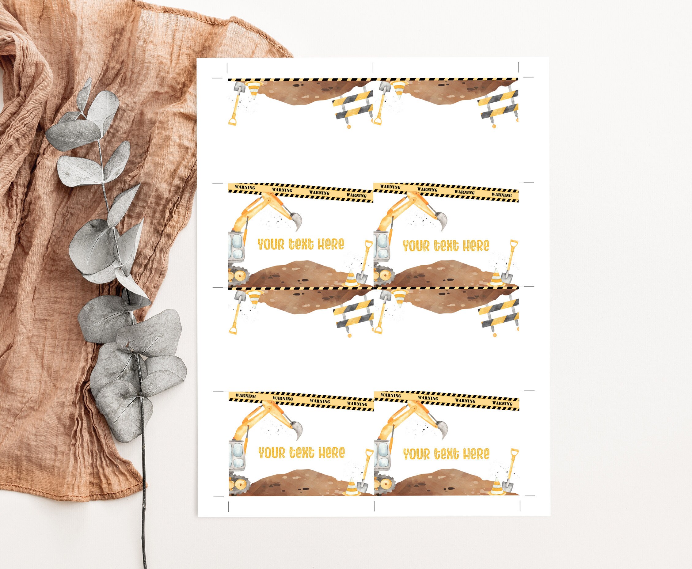 Construction Place Cards, Construction Birthday Decorations ...