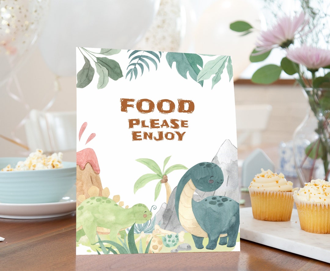 Dinosaur Food Table Sign, Dinosaur Party Decor, Dinosaur Table Sign ...