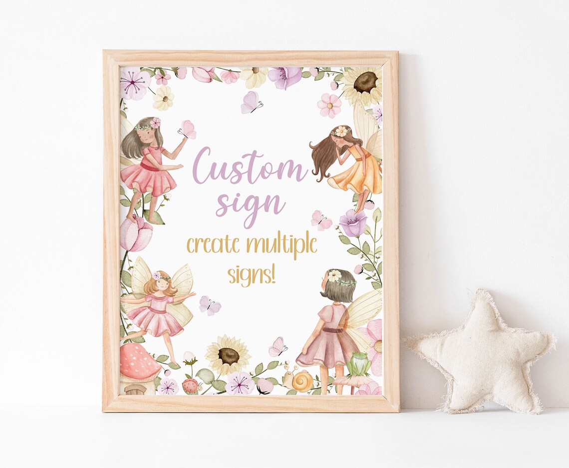 Editable Fairy Table Sign Fairy Custom Sign Instant - Etsy