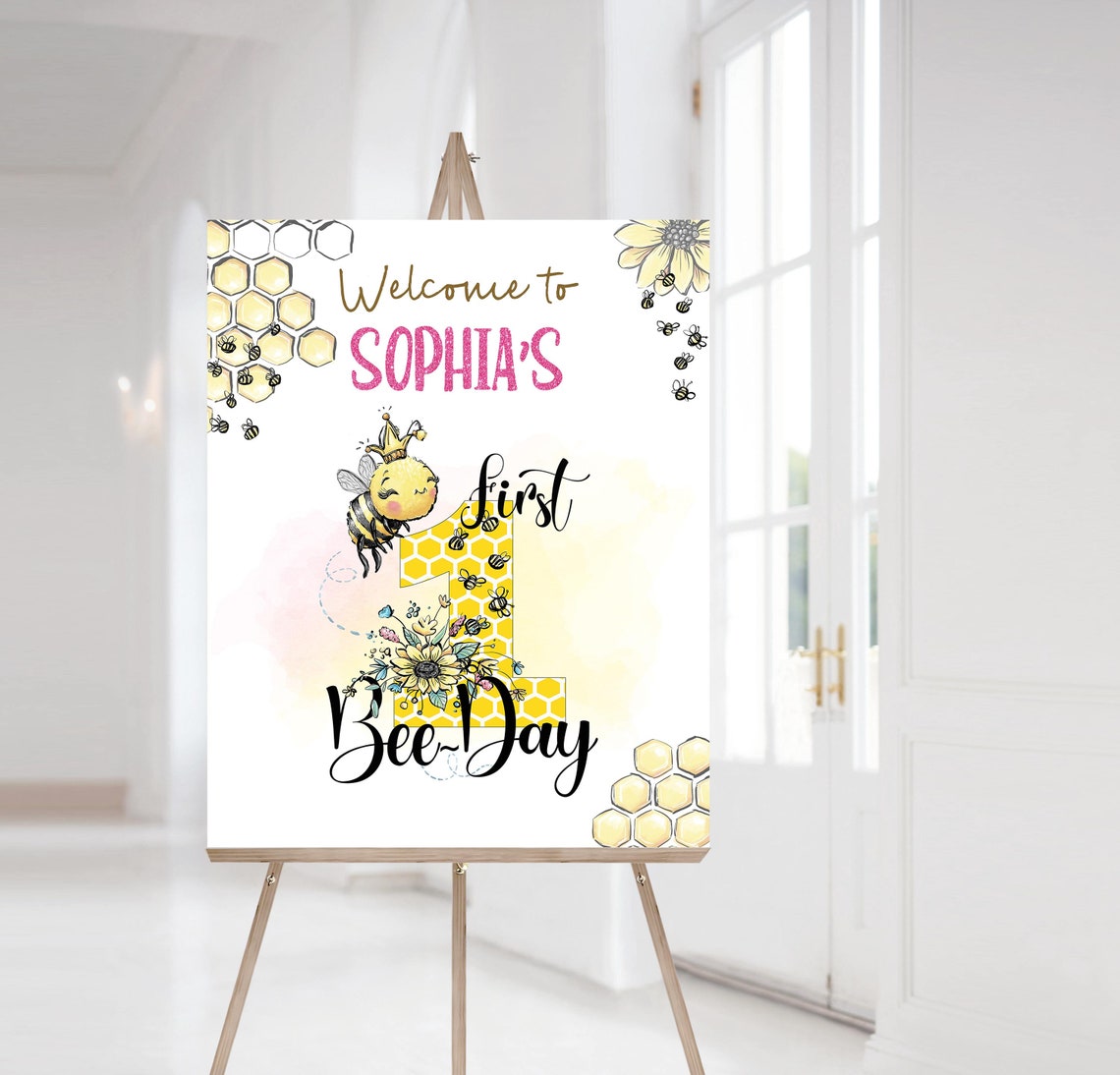EDITABLE 1st Bee Day Welcome Sign First Bee Day Decorations | Etsy