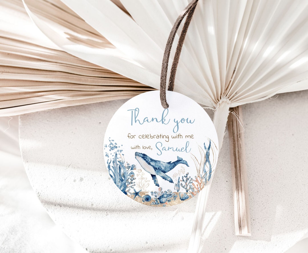 Editable Under the Sea Tags, Whale Thank You Tags, Ocean Birthday Decor ...
