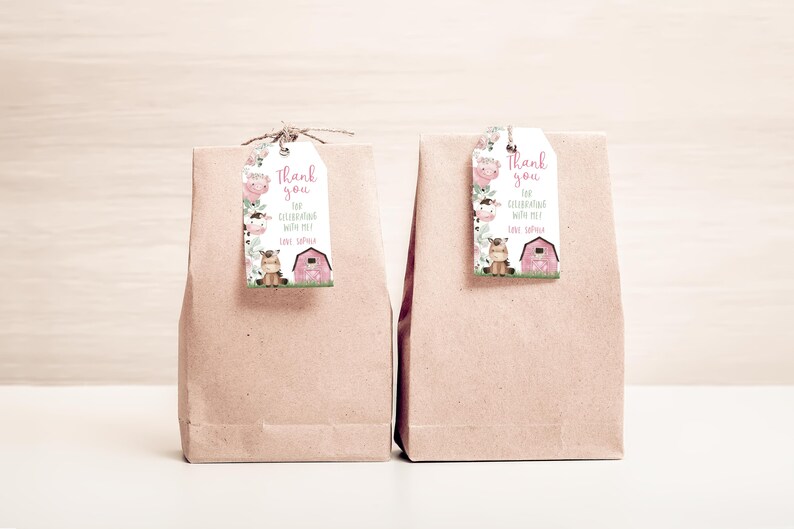 Pink Farm Party Printable Girl Farm Favor Tag Farm Thank You - Etsy