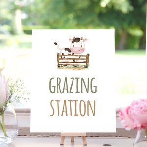 Grazing Station Sign, Farm Birthday Food Table Signs, Farm Party Sign ...