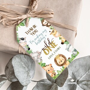 Wild One Favor Tags, Jungle Birthday Decorations, Safari Thank You Tags ...