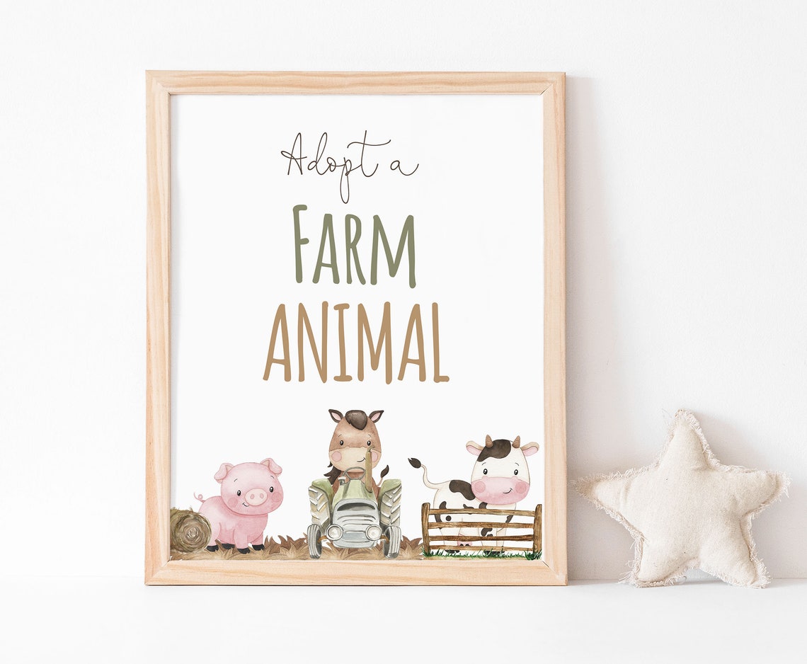 Adopt a Farm Animal Sign Farm Table Signs Farm Party Decor - Etsy