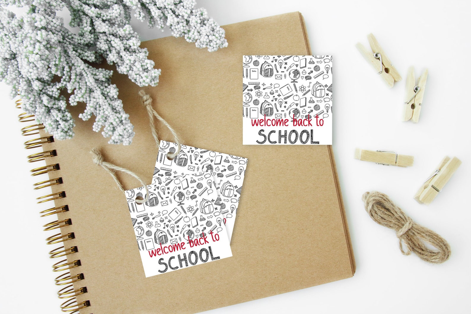 Welcome Back to School Square tags printable Square | Etsy