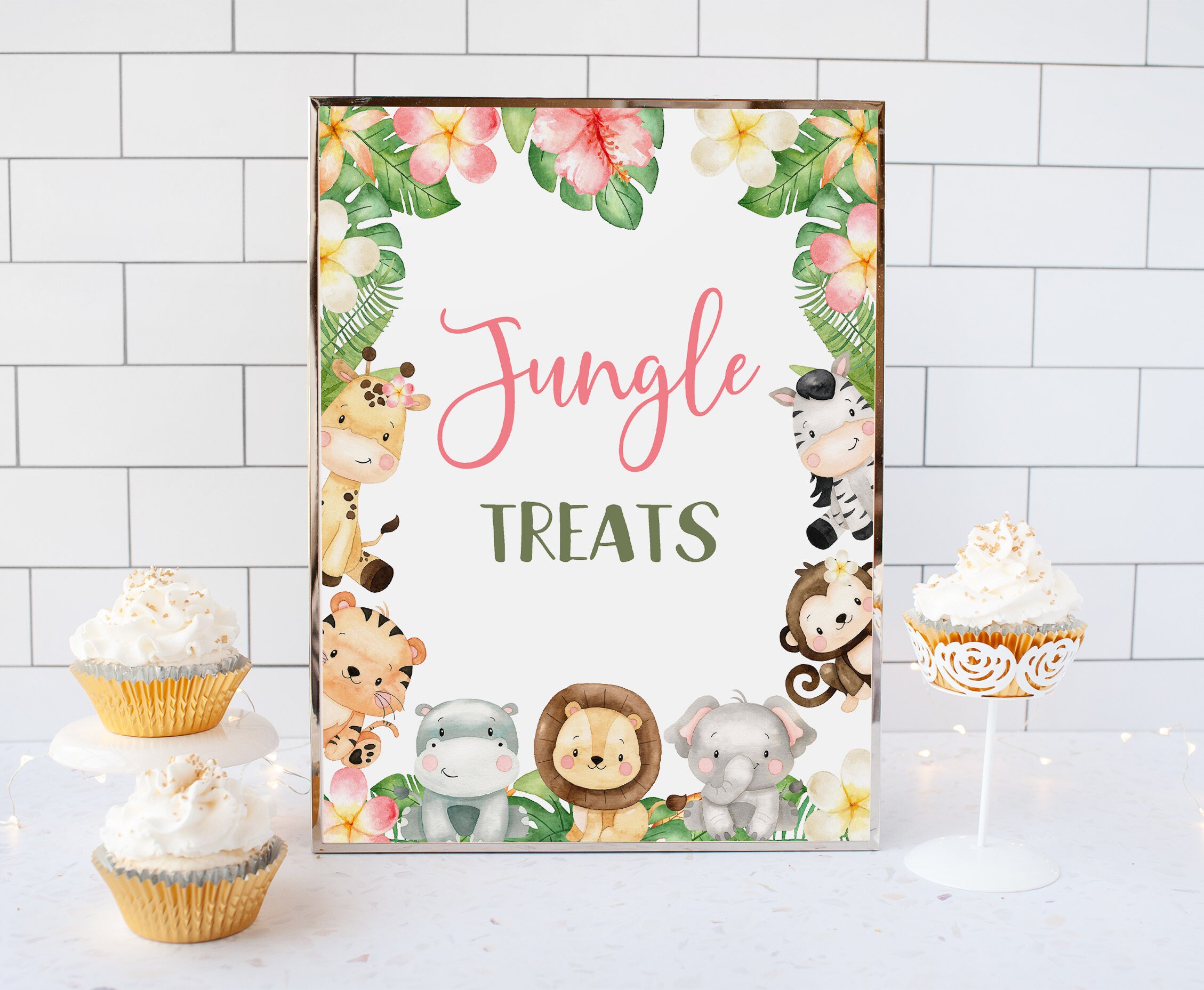 Jungle Treats Sign, Girl Safari Table Signs, Safari Birthday ...