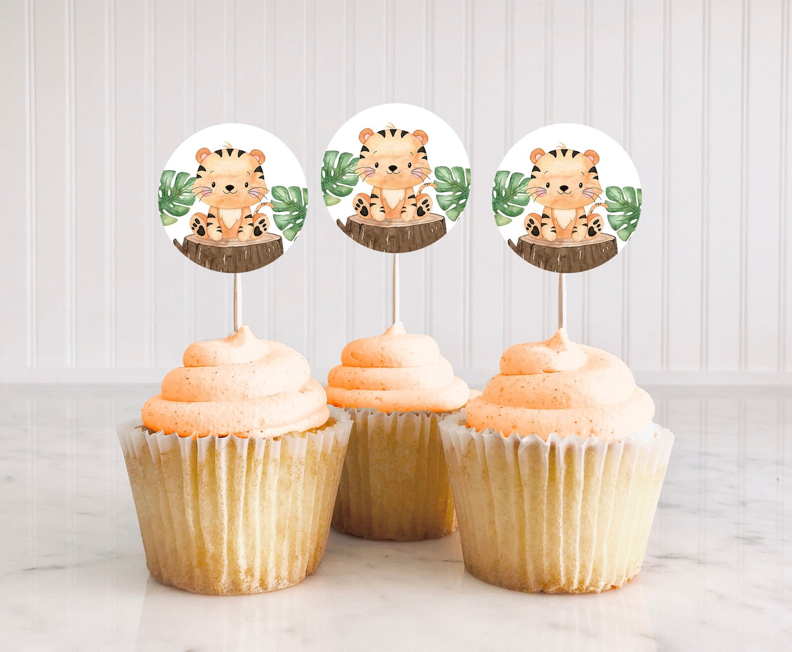 Tiger Cupcake Toppers, Jungle Birthday Decorations, Safari Baby Shower ...
