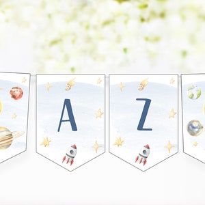 Editable Space Banner, Custom Space Birthday Banner, Space Baby Shower ...