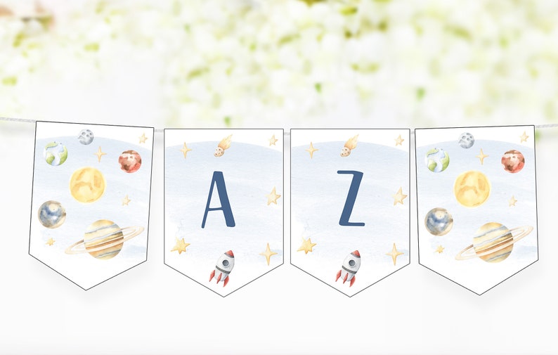 Editable Space Banner, Custom Space Birthday Banner, Space Baby Shower ...