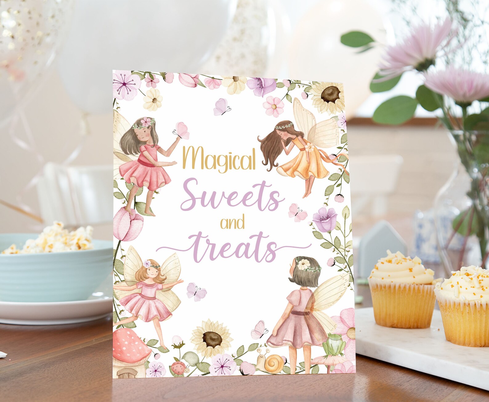 Floral Fairy Sign Fairy Party Decor Sweets and Treats Table | Etsy