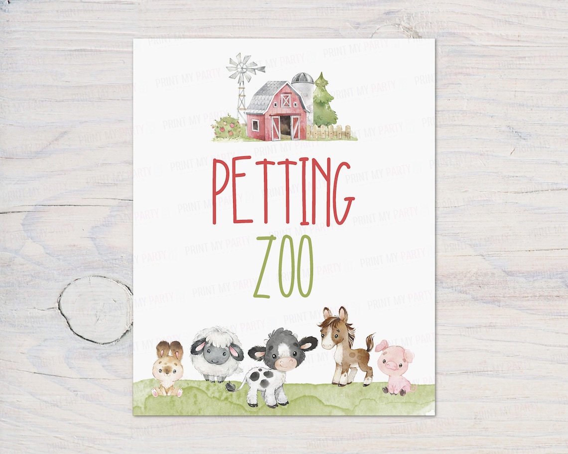 Petting Zoo sign Farm birthday decorations Boy party Theme | Etsy
