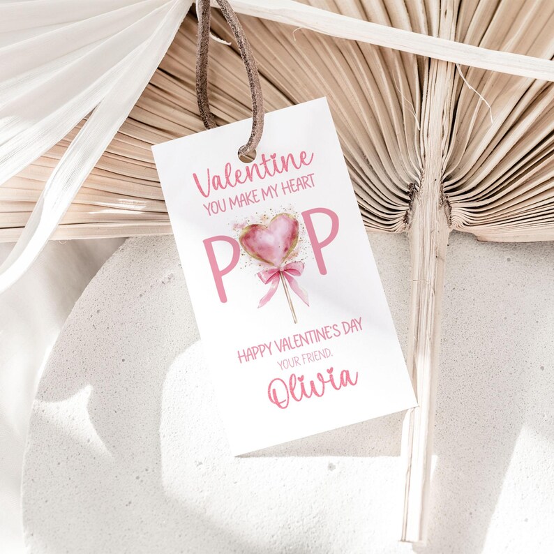 Editable Lollipop Valentine’s Tag, School Valentine Favor Tag, Digital ...