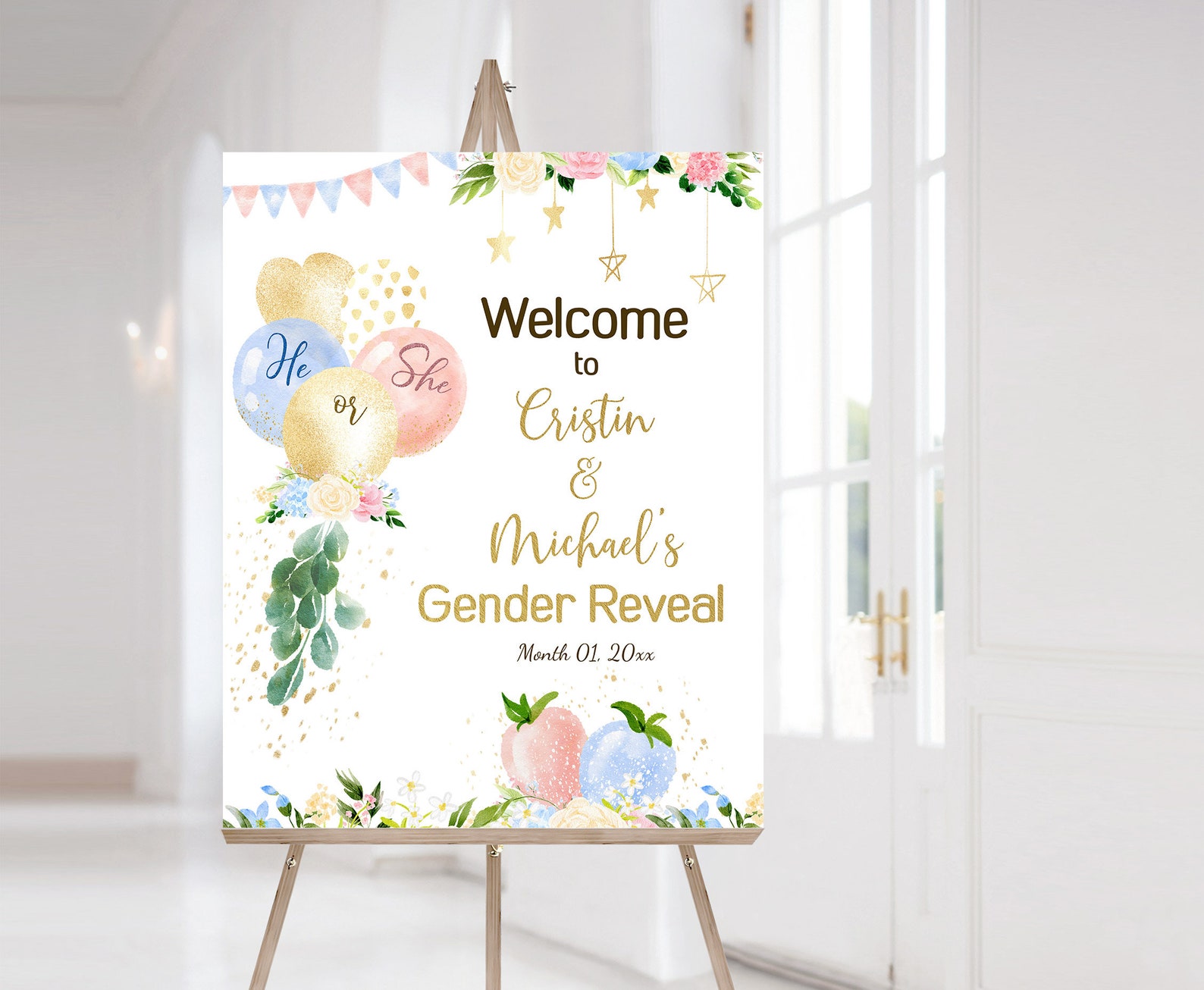 EDITABLE Gender Reveal Welcome Sign Gender Reveal | Etsy