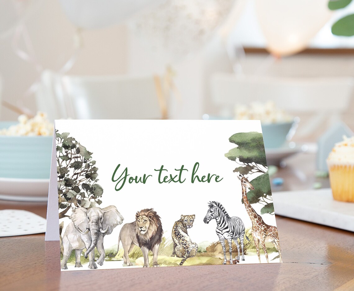 Safari Place Cards Jungle Birthday Decorations Safari Baby - Etsy