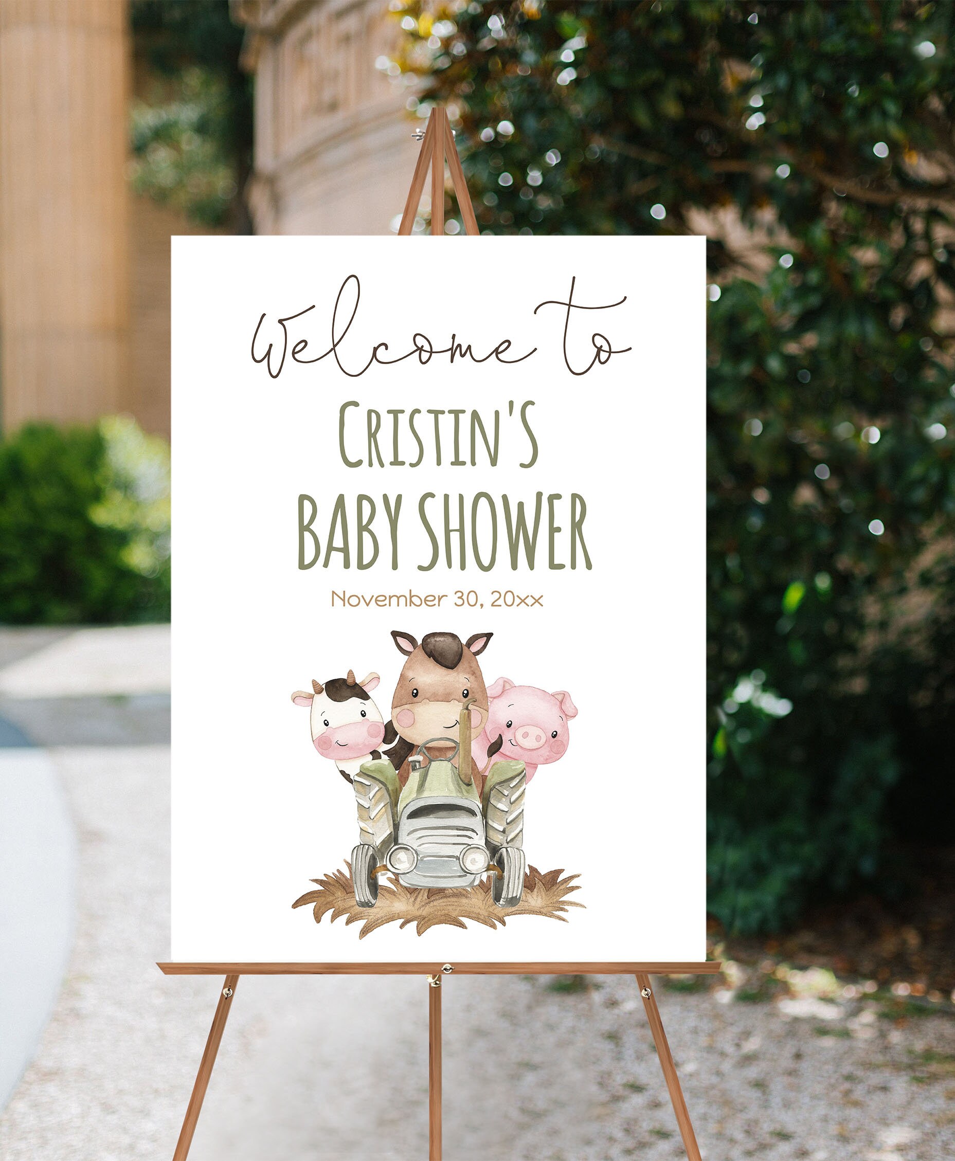 Farm Baby Shower Welcome Sign, Instant Download, Farm Animals Baby ...