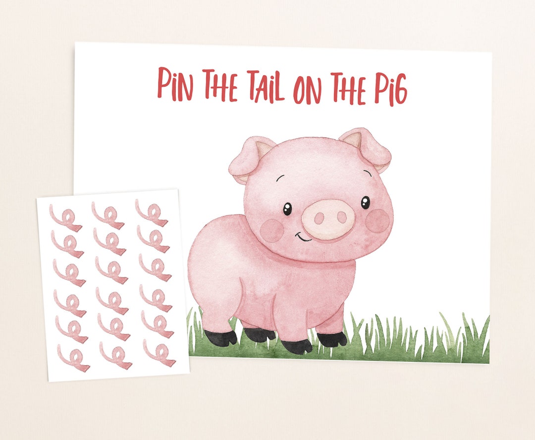 Pin the Tail on the Pig, Instant Download, Farm Birthday Decorations ...