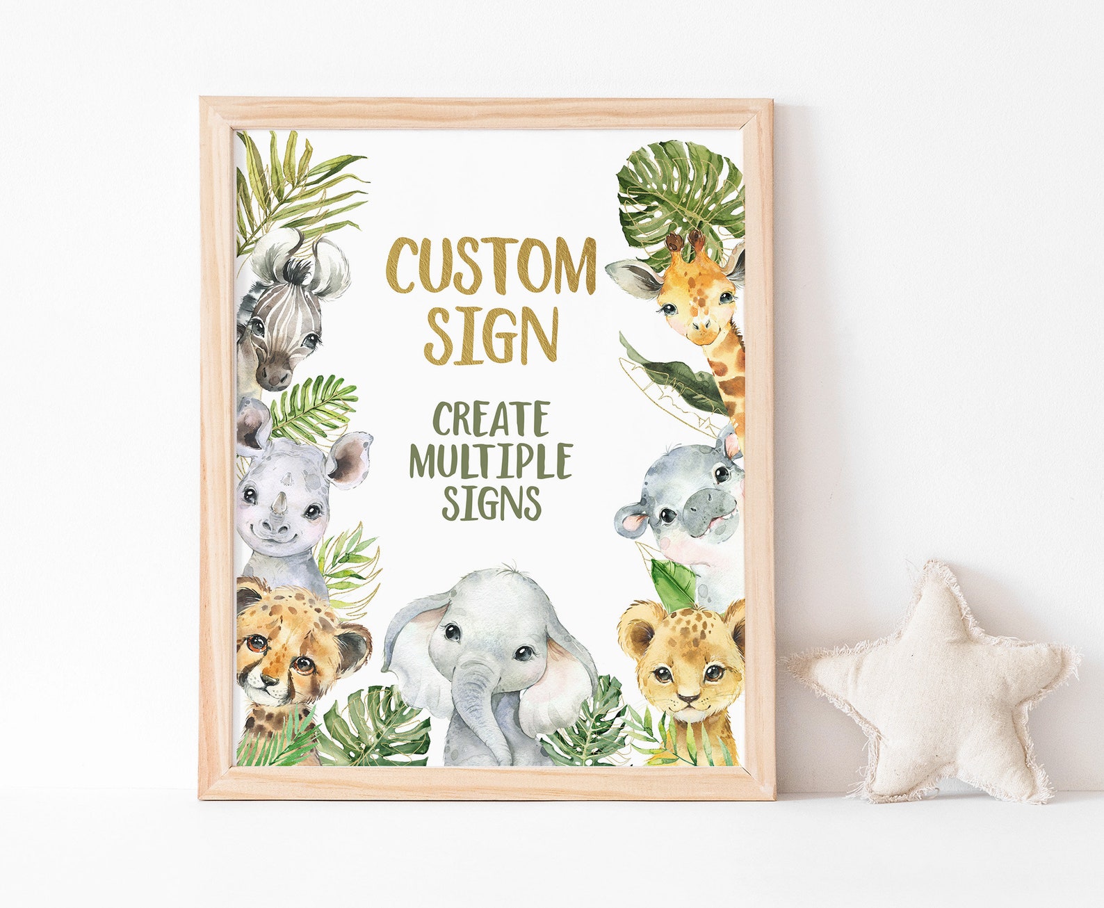 Editable Safari Table Sign, Jungle Custom Sign, Safari Animals Table ...