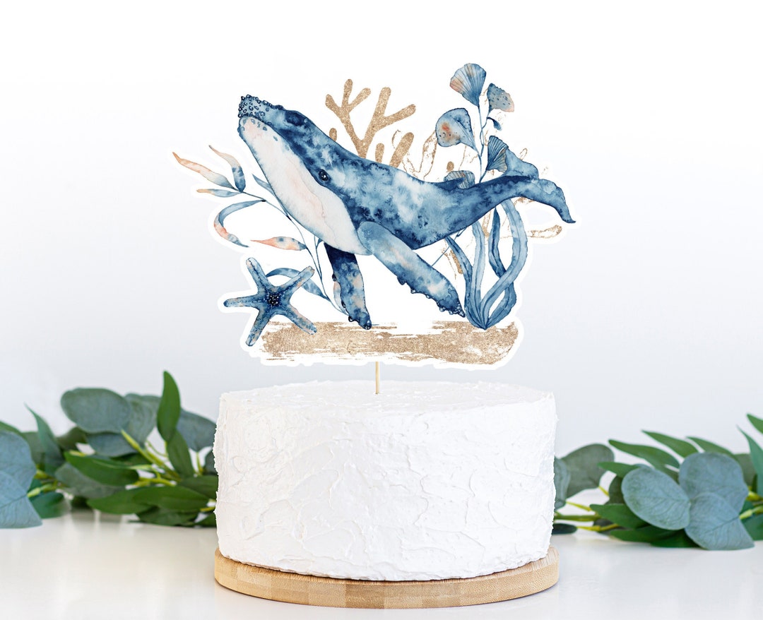Whale Cake Topper, Under the Sea Cake Topper, Ocean Centerpiece, Under ...