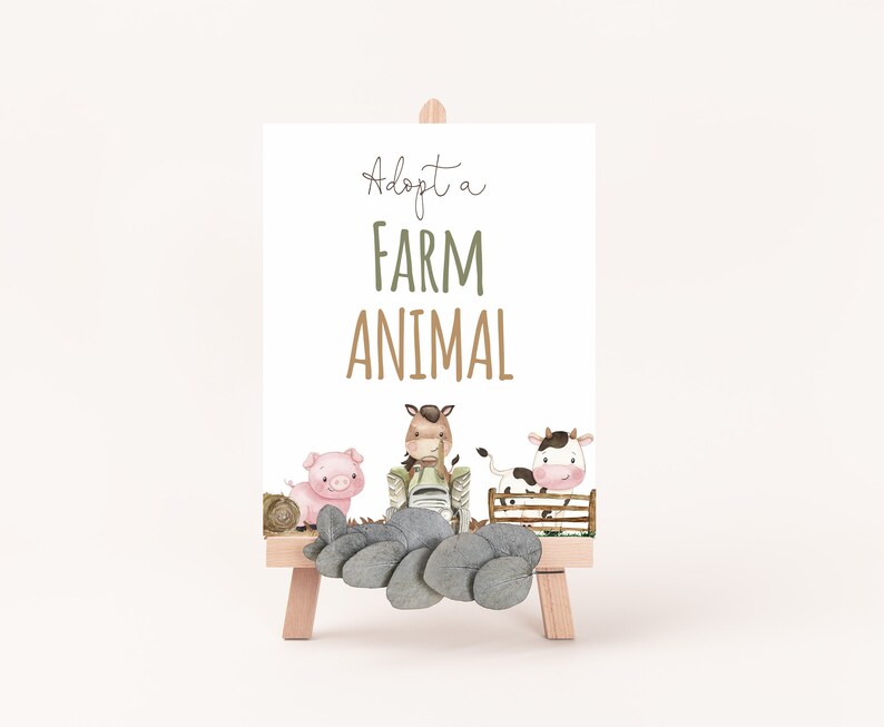Adopt a Farm Animal Sign, Farm Table Signs, Farm Party Decor, Boy ...