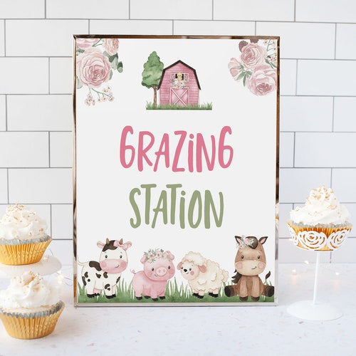 Grazing Station Sign Girl Farm Food Table Signs Floral Farm - Etsy
